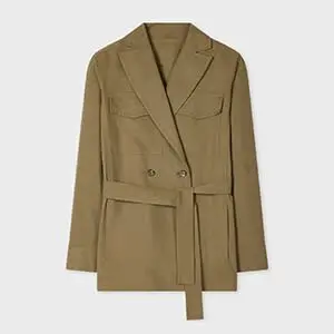 Paul Smith Khaki Oversized Double-breasted Belted Jacket