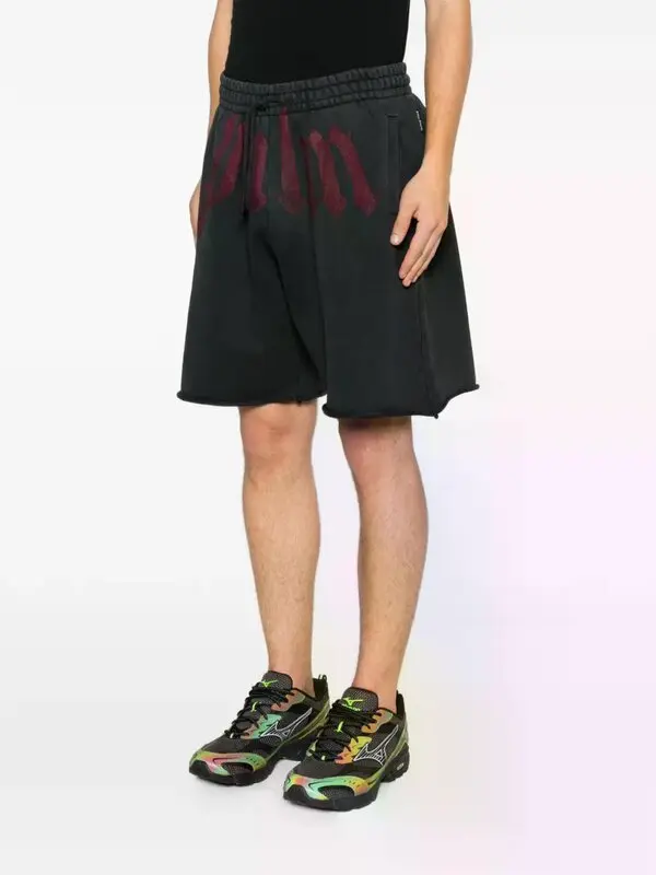 Palm Angels Logo Print Raw-cut Shorts