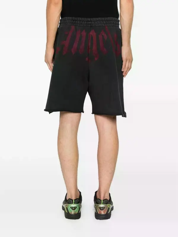 Palm Angels Logo Print Raw-cut Shorts