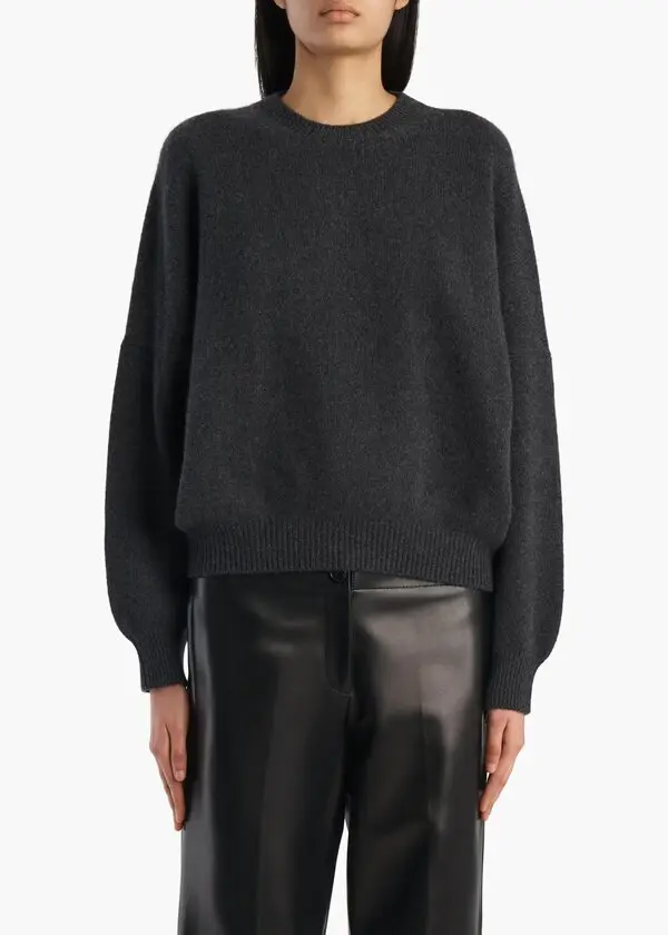 Khaite Margaux Cashmere Crewneck Pullover - Charcoal