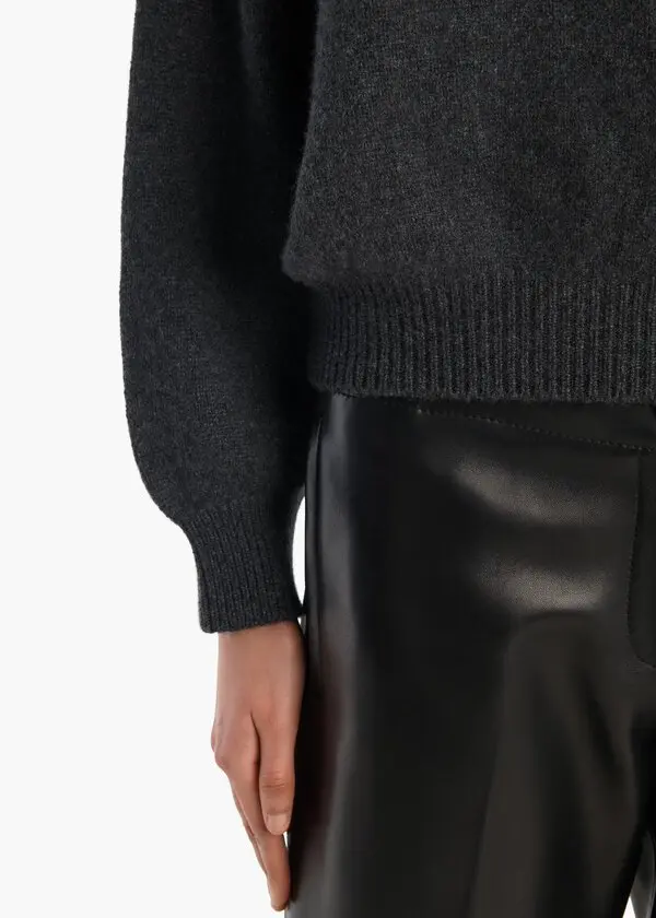 Khaite Margaux Cashmere Crewneck Pullover - Charcoal