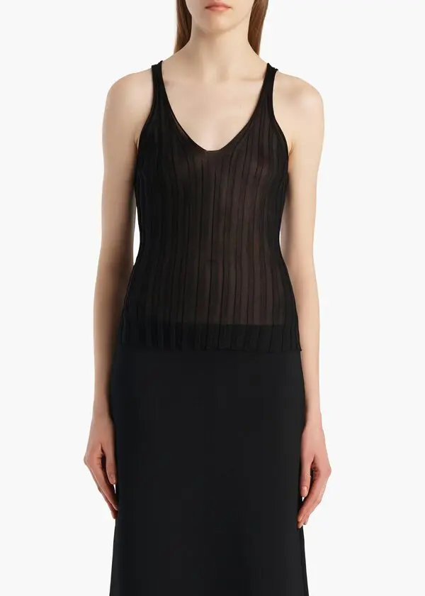 Khaite Ribbed V-neck Tank Top - Black