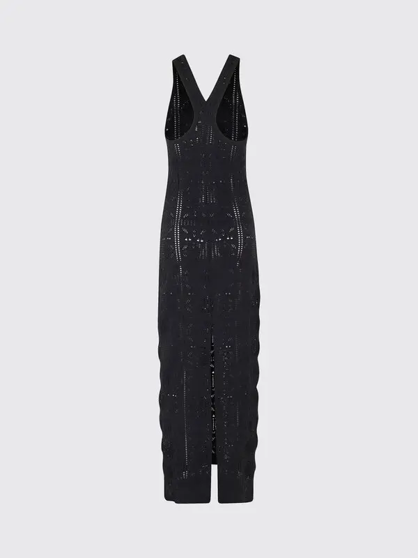 Nanushka Crochet Knit Long Sheath Dress With Thin Straps