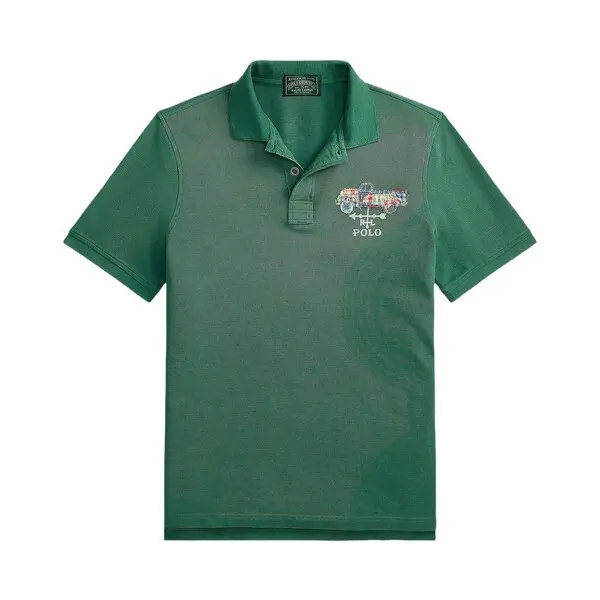Polo Ralph Lauren Artisan Mesh Farm Patch Polo Shirt 'antique - Green