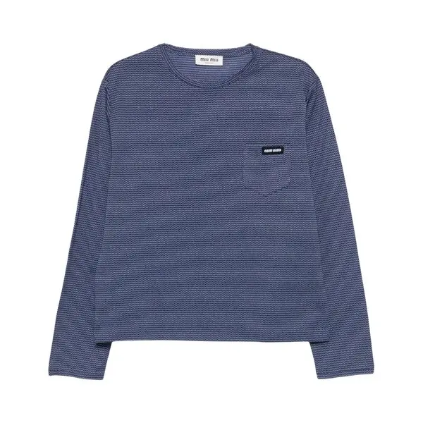 Miu Miu Jersey Jacquard Long Sleeve Top