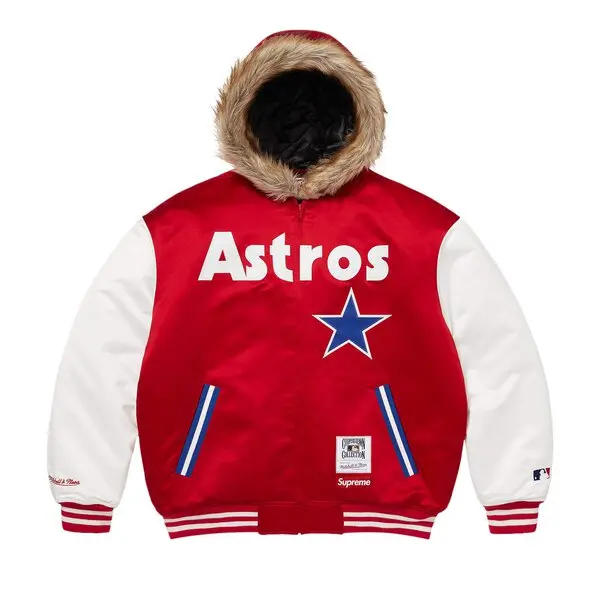 Supreme X Mitchell & Ness Teams Hooded Satin Varsity Jacket