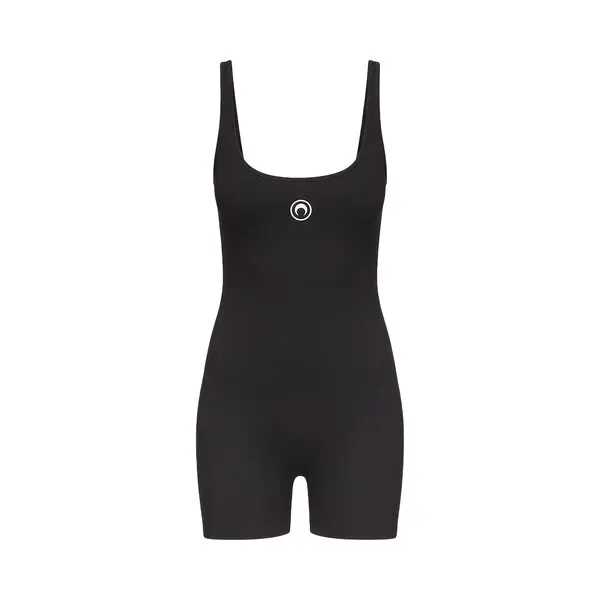 MARINE SERRE Moon Logo Ribbed Jersey Short Catsuit