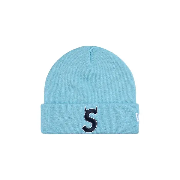 Supreme New Era Devil S Logo Beanie - Blue