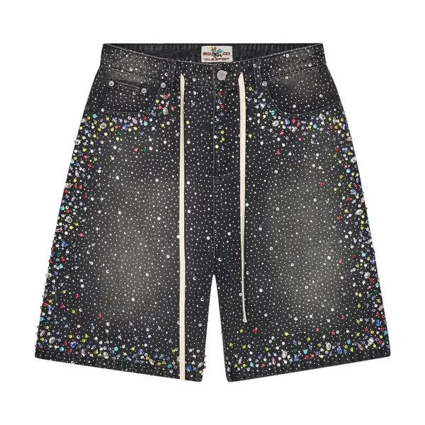 VALE FOREVER Rainstorm V2 Embellished Denim Jorts - Black