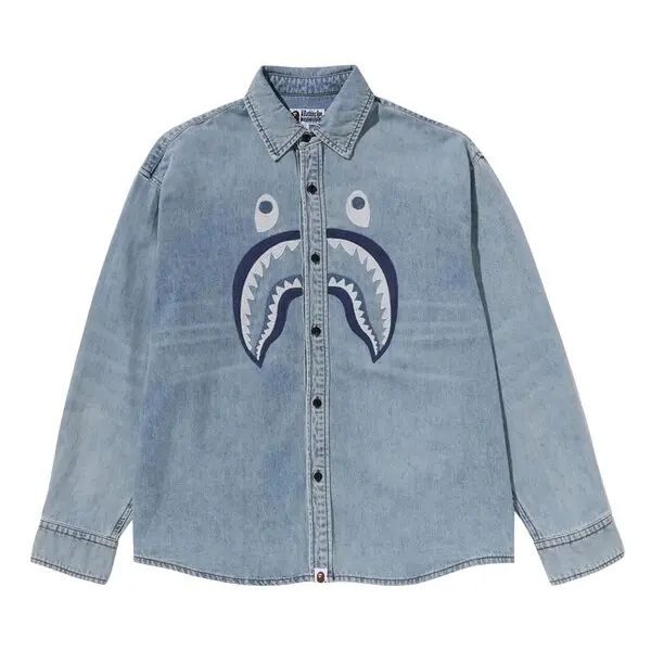 A BATHING APE Shark Denim Long-sleeve Shirt