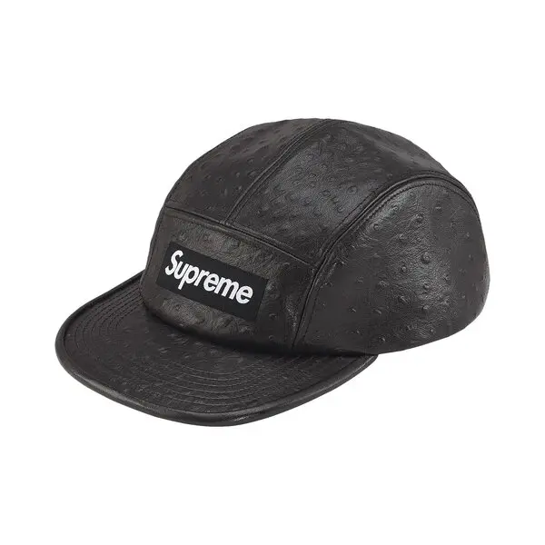 Supreme Ostrich Embossed Leather Gore-tex Camp Cap - Black