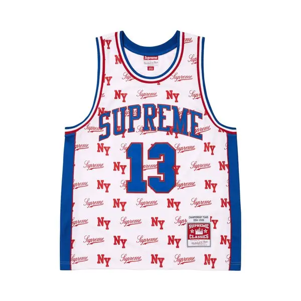 Supreme X Mitchell & Ness Monogram Basketball Jersey - White