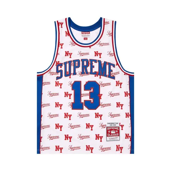 Supreme X Mitchell & Ness Monogram Basketball Jersey - White