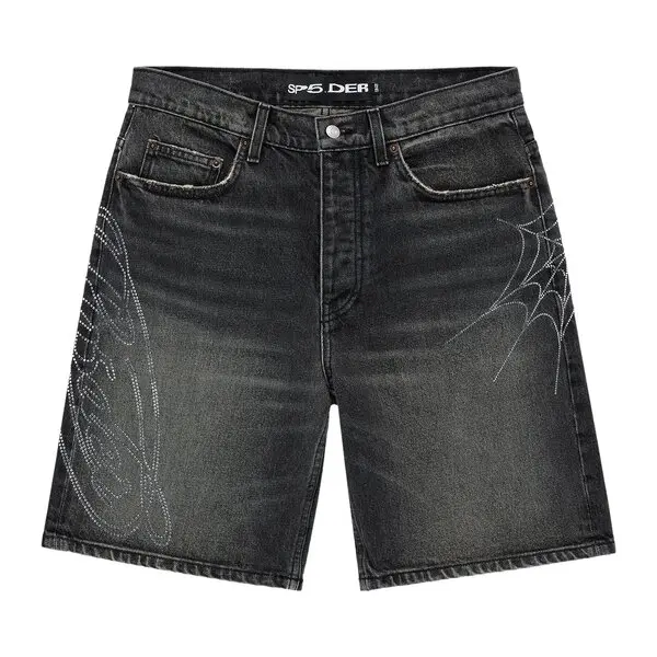 SP5DER Script Web Denim Shorts