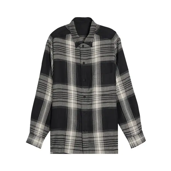 YOHJI YAMAMOTO POUR HOMME Plaid Button Down - Black