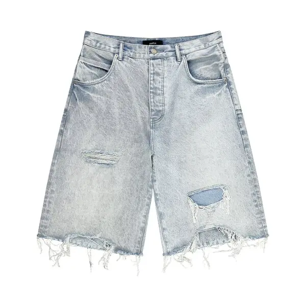 PURPLE BRAND Blowout Patched Denim Shorts