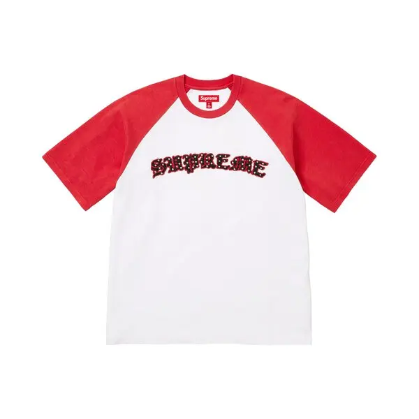 Supreme Rhinestone Logo Raglan Short-sleeve Top - White