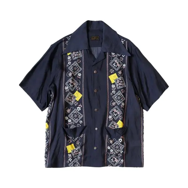 Kapital Silk Rayon Shirt With Printed Panels - Blue
