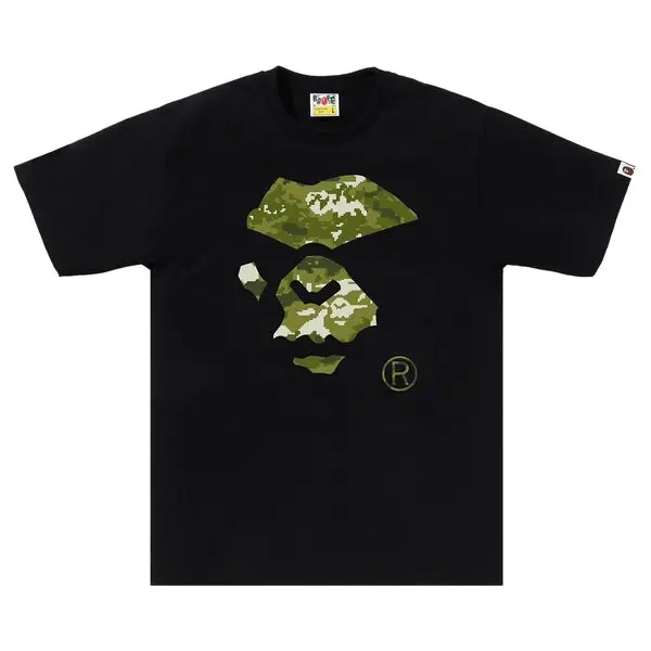 A BATHING APE Multi Pixel Camo Mad Ape Face T-shirt