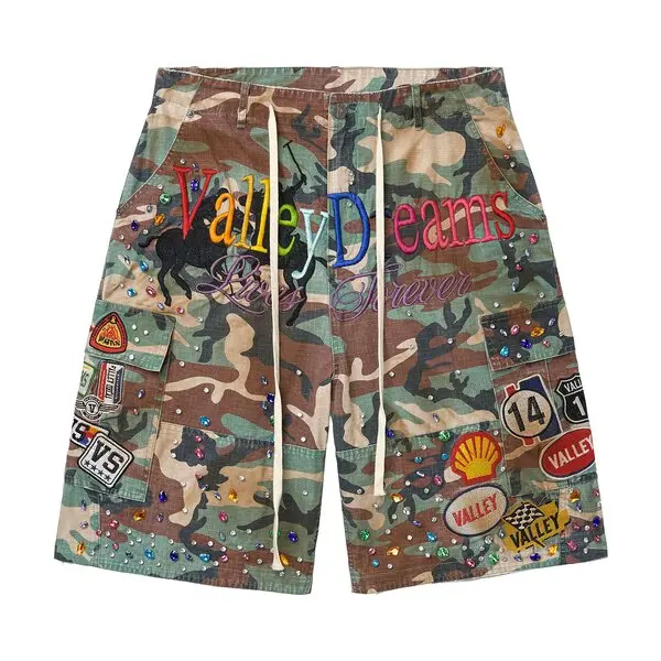 VALE FOREVER Camouflage Embellished Cargo Shorts - Brown