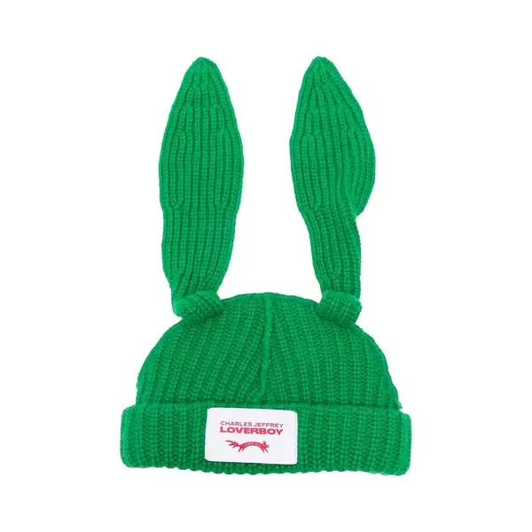 CHARLES JEFFREY Chunky Rabbit Beanie Stripe - Green
