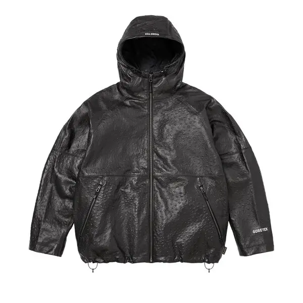Supreme Gore-tex Ostrich Embossed Leather Zip-up Jacket - Black