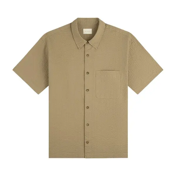 Aimé Leon Dore Short-sleeve Seersucker Shirt 'kelp - Yellow