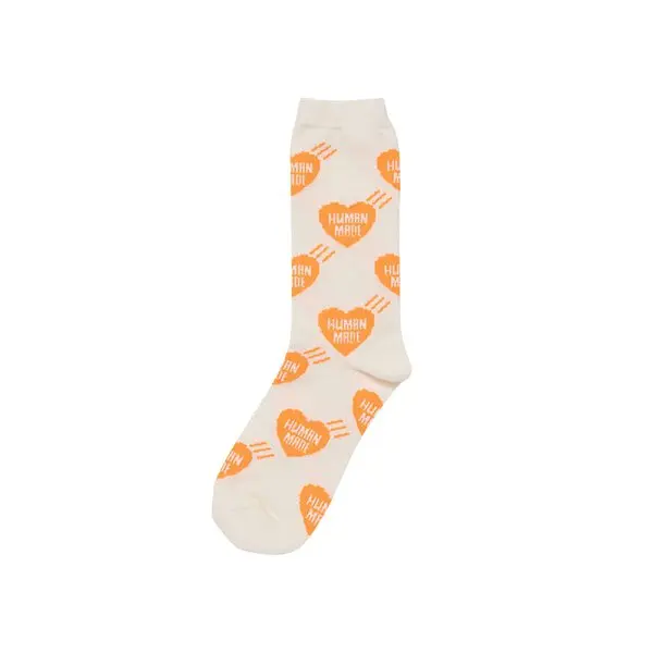 HUMAN MADE Heart Patterned Crew Socks - Orange
