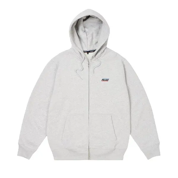PALACE Zip-up Hooded Sweatshirt With Logo Detail - Grey