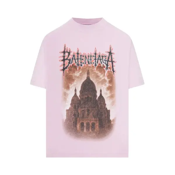 Balenciaga Medium Fit T-shirt With Graphic Print - Pink