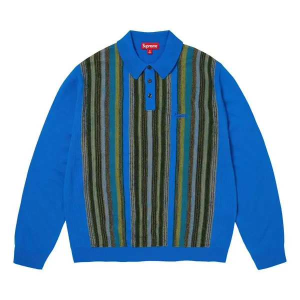 Supreme Multi Stripe Polo Sweater - Blue