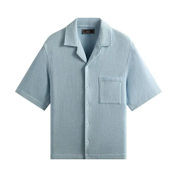 Kith Soft Woven Cropped Beckham Camp Collar Shirt - Blue