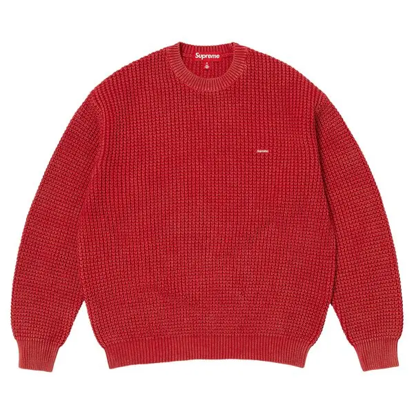 Supreme Washed Small Box Waffle Sweater - Red