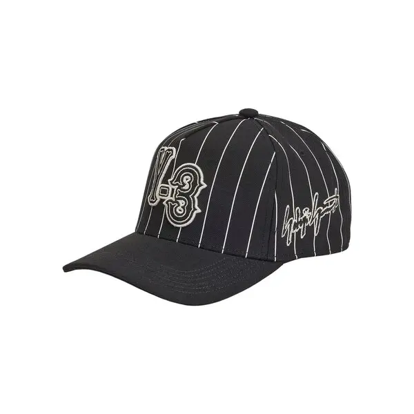 Y3 Embroidered Pinstripe Baseball Cap - Black