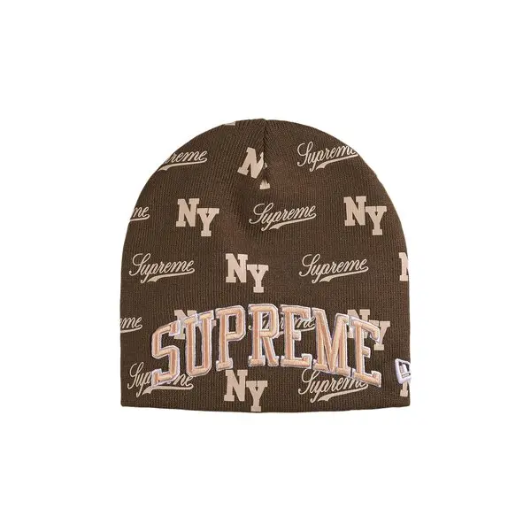 Supreme New Era Monogram Beanie - Brown