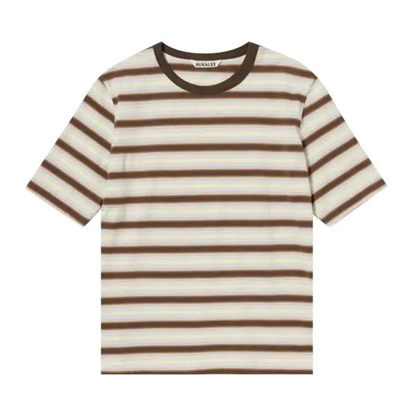Auralee Gradient Stripe Jersey Tee - Brown