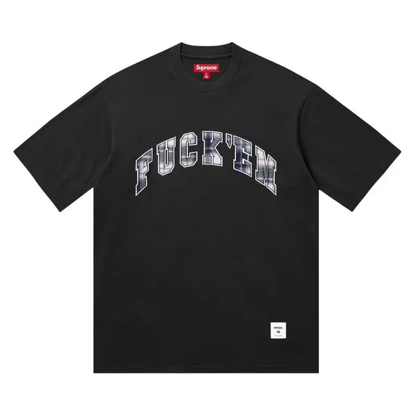 Supreme Plaid Arch Logo T-shirt - Black