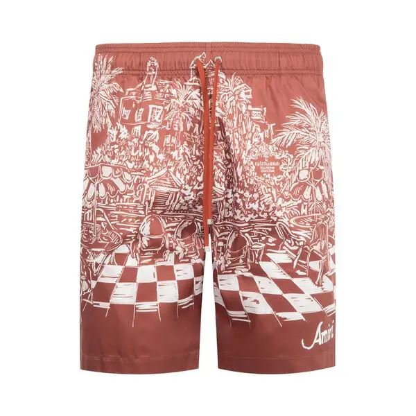 Amiri Chateau Sketch Swim Trunk - Brown