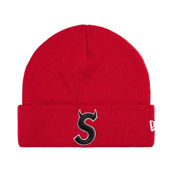 Supreme New Era Devil's Logo Beanie - Red