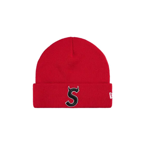 Supreme New Era Devil's Logo Beanie - Red