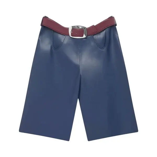 JEAN PAUL GAULTIER Leather Bermuda Shorts With Front Openings