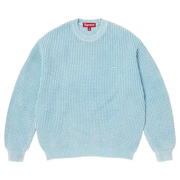 Supreme Washed Small Box Waffle Knit Sweater - Blue