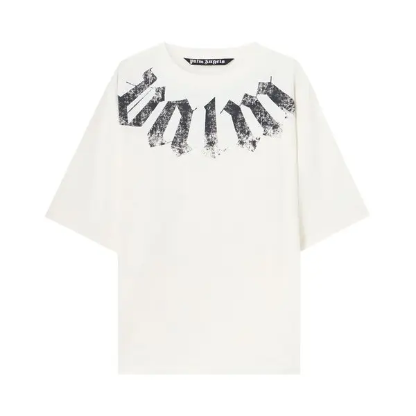 Palm Angels Big Neck Logo" Loose Fit T-shirt - White