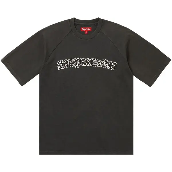 Supreme Rhinestone Raglan Short-sleeve Top - Black