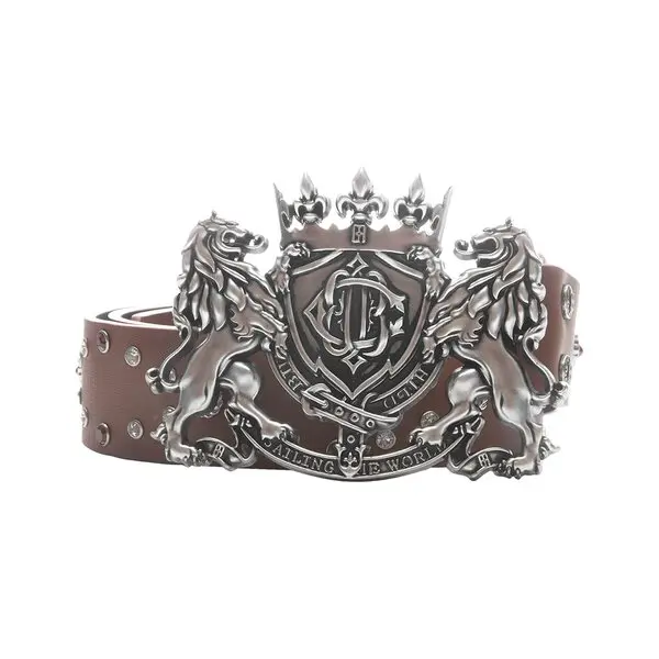 BIRTH OF ROYAL CHILD Lion Medal Leather Belt - Brown