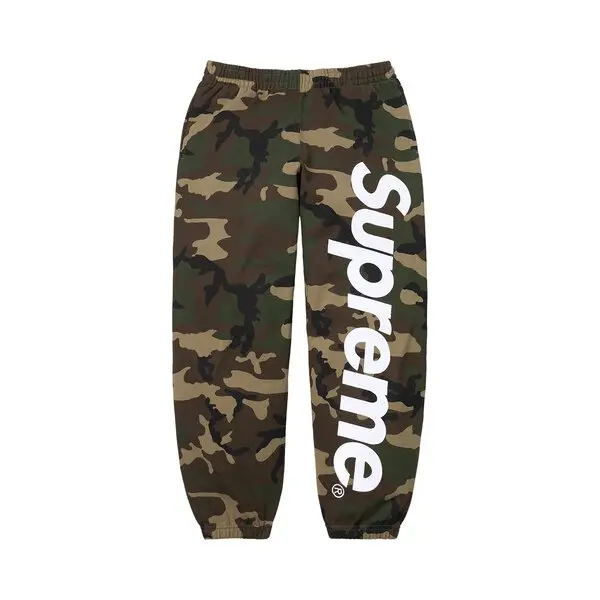 Supreme Woodland Camo Satin Appliqué Sweatpant - Green