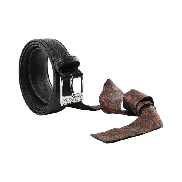 MAGLIANO Leather Belt With Printed Foulard - Black