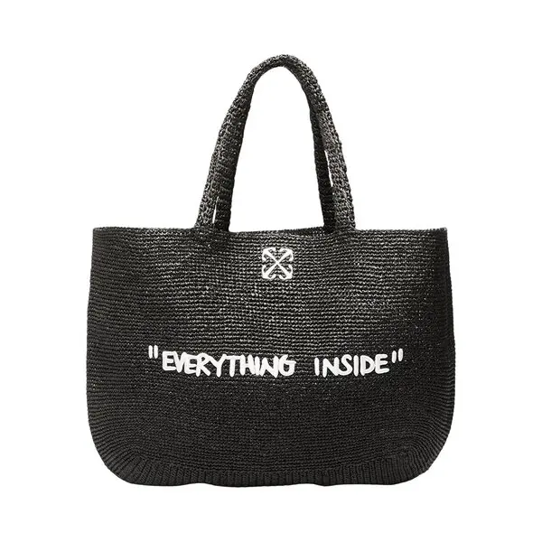 Off-White Jitney Tote Quote Bag /white - Black