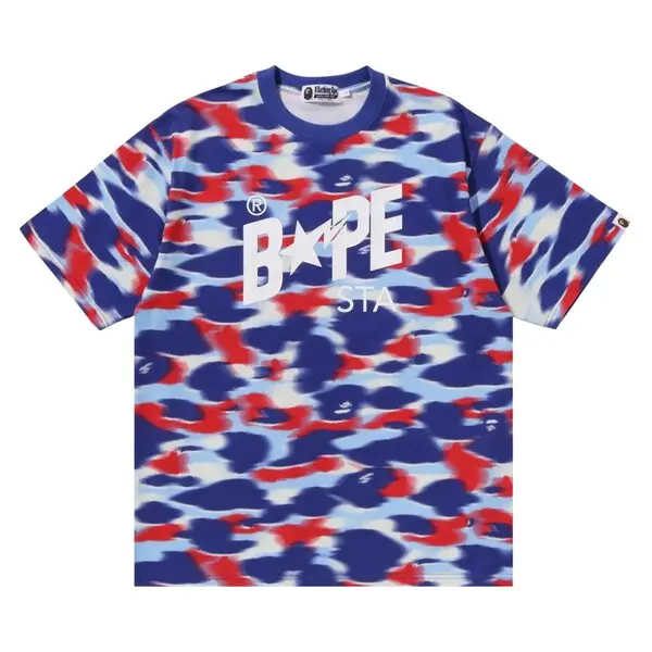 A BATHING APE Camouflage Logo Relaxed Fit Tee