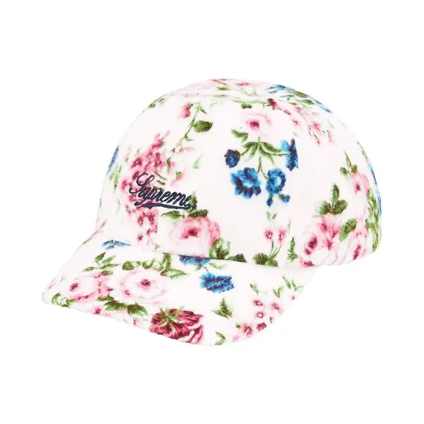 Supreme Floral Flannel 6-panel Cap - White